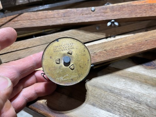 Vintage Fishcrafters Pat 2502231 brass tip up fishing reel/rod (24280 ...