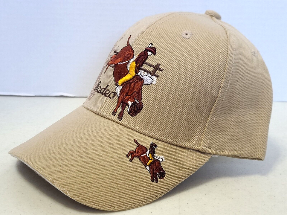 New Tan Cowboy Rodeo Embroidered Bull Riding Adjustable Baseball Hat ...
