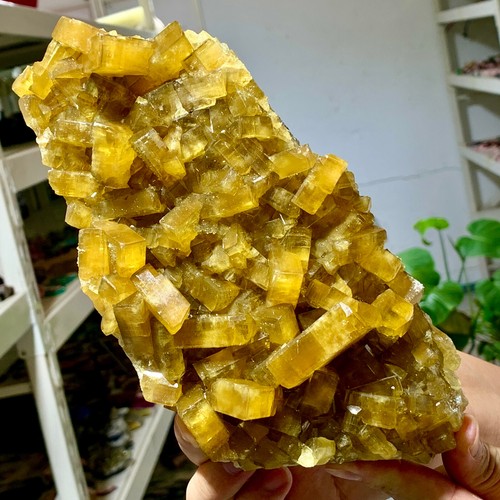 4.75LB Shiny Golden Cuboid Barite Crystal Based on the Purple Spherical ...