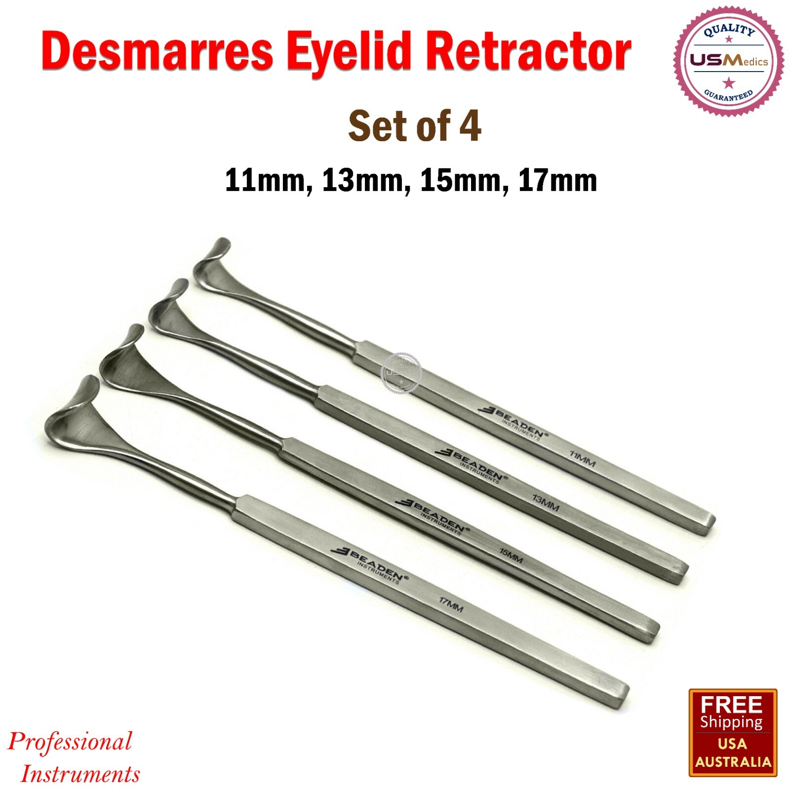 Desmarres Eyelid Retractors Set Of 5 Piece Desmarres Lid Retractor ...