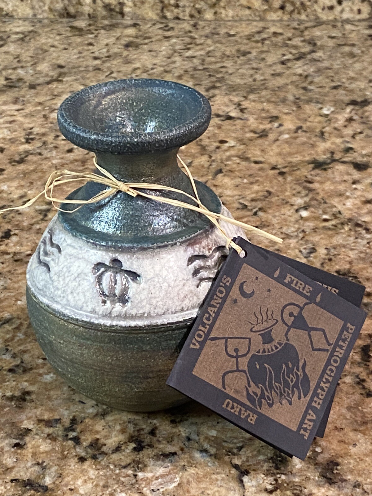 Raku Petroglyph Hawaiian Volcano Art Pottery Vase Christopher Matti ...