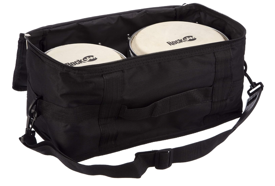 7" and 8" Bongo Drum Set with Padded Bag and Tuning Key, Red and ...