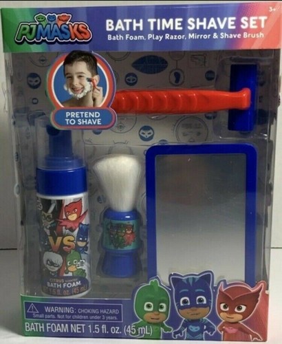 PJ Masks Bath Time Shave Set Brush Mirror Play Razor Foam Set of 4 Gift ...