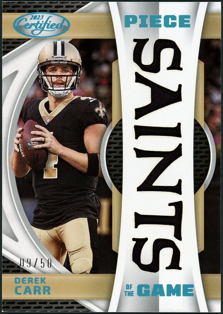 2023 Panini Certified Derek Carr Piece Of The Game Teal #/50 Card #POG ...