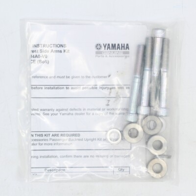 Yamaha Backrest, Sidearms Kit Part Number - 1TP-F84A0-V0 | eBay