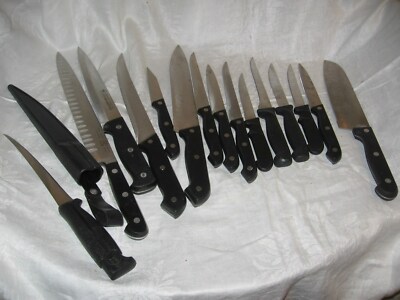 15 vintage black handle made in China & others steak knives chef knife ...