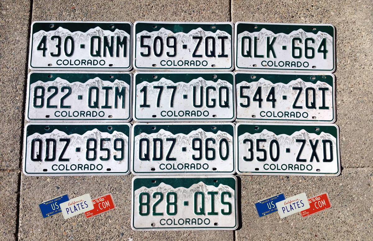 10 COLORADO MOUNTAIN GRAPHIC LICENSE PLATES TAGS BULK PRICE SET LOT ...