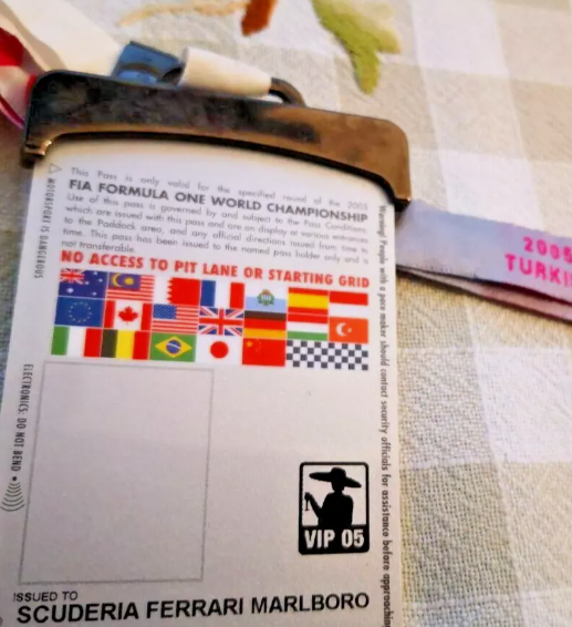 Formula 1 One VIP Paddock Pass Scuderia Ferrari Turkey 2005 EXCLUSIVE ...