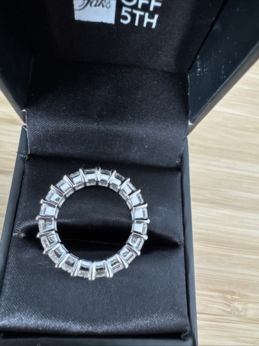 Saks Off Fifth Emerald Lab Grown Diamond Eternity Ring White Gold 6 TCW ...