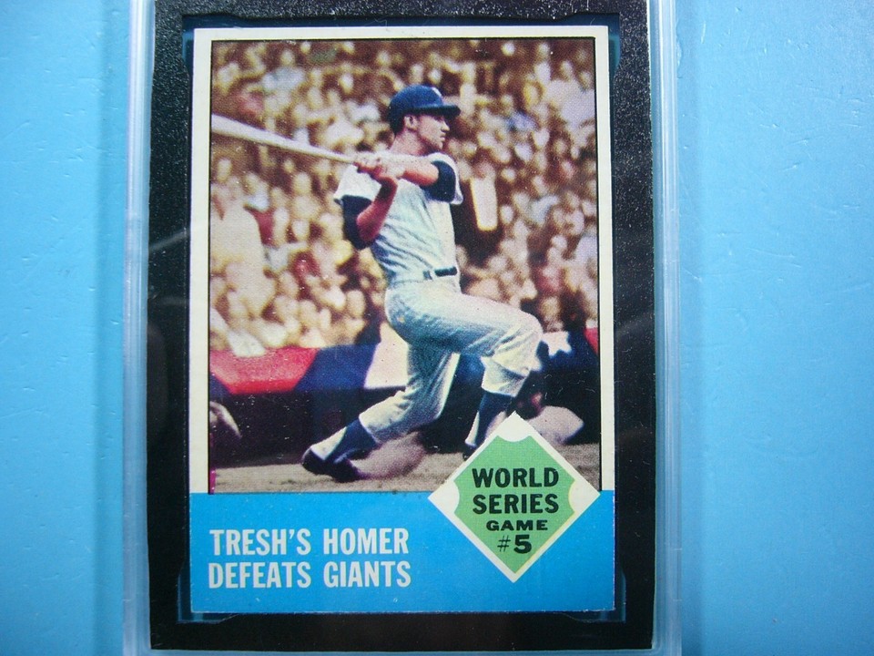 1963 TOPPS MLB BASEBALL CARD #146 TOM TRESH WORLD SERIES GAME 5 KSA 9 ...