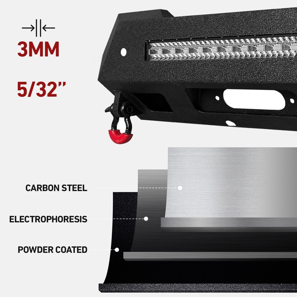 Vijay Fit 2024-2026 Tacoma Steel Front Bumper with LED Lightbar and D ...