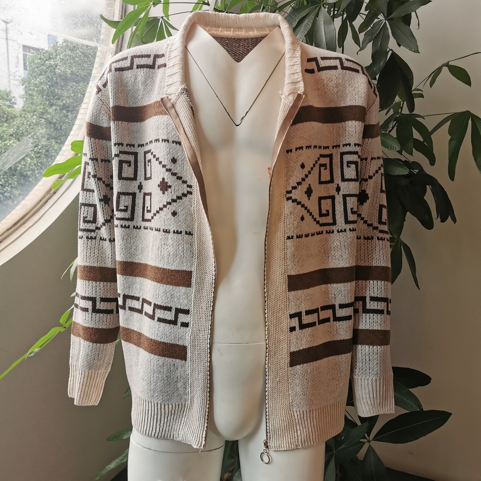 Man's Big Lebowski Cardigan Zip Up Knit Jeffery Adult Movie Costume ...