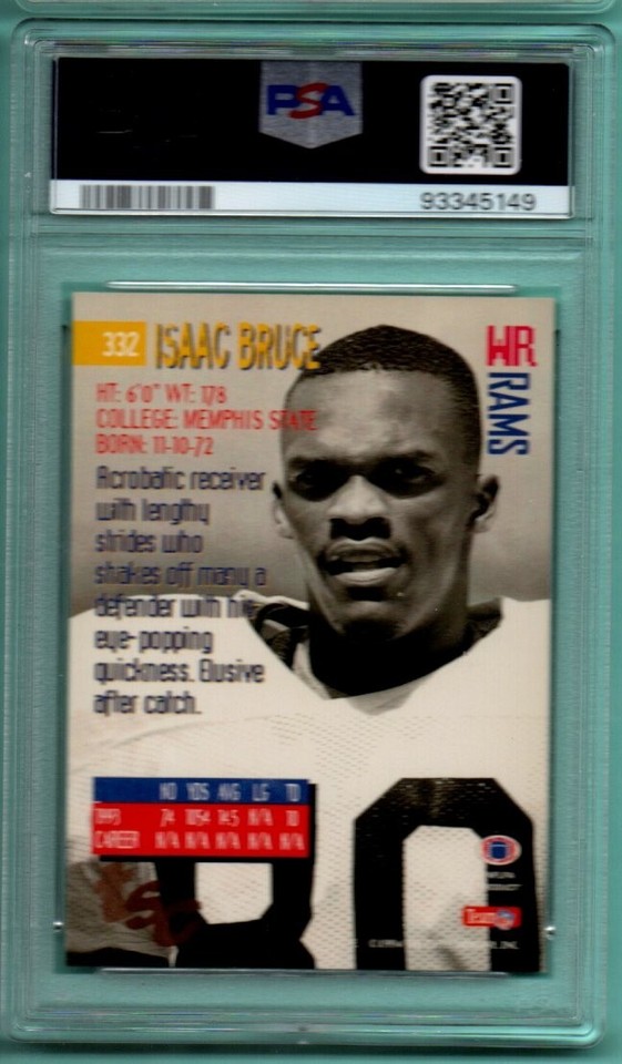 1994 Stadium Club 1st Day Issue Isaac Bruce Rookie PSA 9 Los Angeles ...
