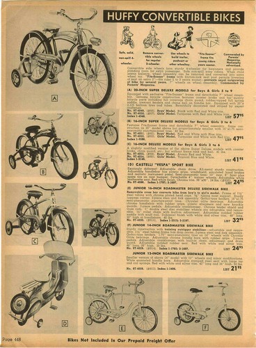 1955 PAPER AD Huffy Convertible Monark Bicycles Castelli Vespa Sport ...