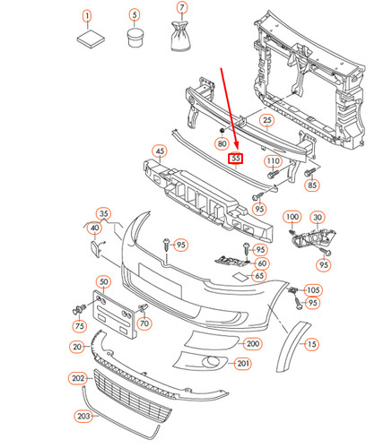 OEM VOLKSWAGEN TOURAN 1T FRONT BUMPER LOWER CROSS MEMBER 5K0807651D ...