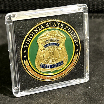VIRGINIA STATE POLICE TROOPER Shield POLICE St. Michael Challenge Coin ...