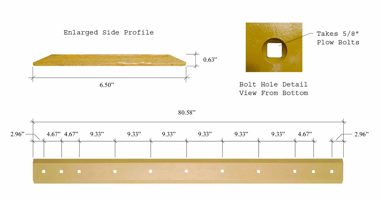 135-9397 Skid Steer Cutting Edge w Bolts fits some Cat,11 Bolt, 5/8"X6 ...