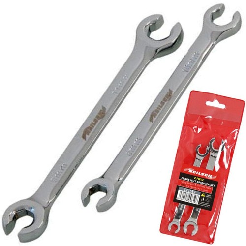 Neilsen Flare Nut Wrench Open-Ended Brake Pipe Spanner Set 9mm, 8mm ...