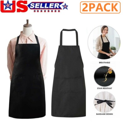 2 Pack Cooking Kitchen Aprons Work Apron With 2 Pockets for Men Women ...