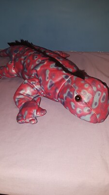 The Toy Factory Shiny Red & Blue Iguana Lizard Plush 18" Stuffed Animal ...