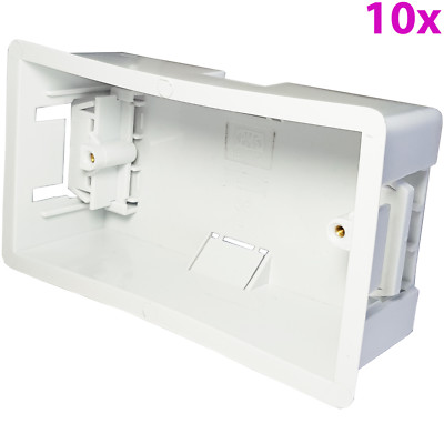 10x 47mm Deep Plasterboard Back Box Double Dry Lining Wall Flush Mount ...
