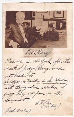 Elbert Henry Gary United States Steel Founder 1927 Signed Photo Card ...