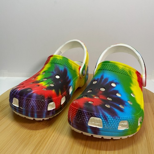 Crocs Men 4 Women 6 Classic Clogs Tie Dye White Rubber Slip On Comfort ...