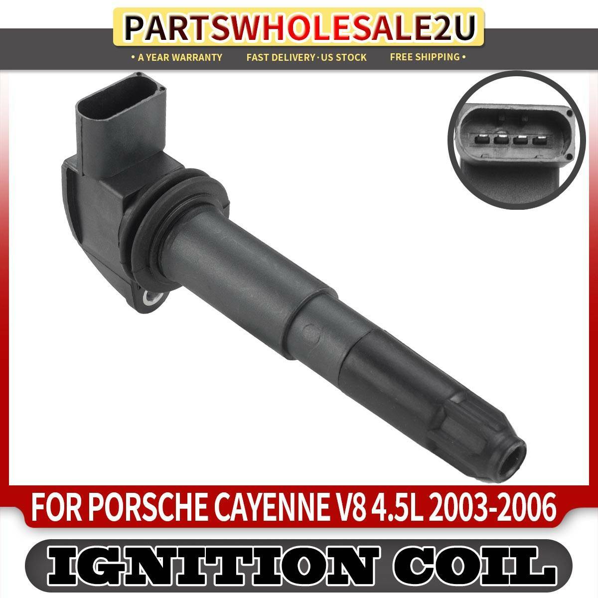 1x Ignition Coil with 4 Pins for Porsche Cayenne V8 4.5L 2003-2006 ...
