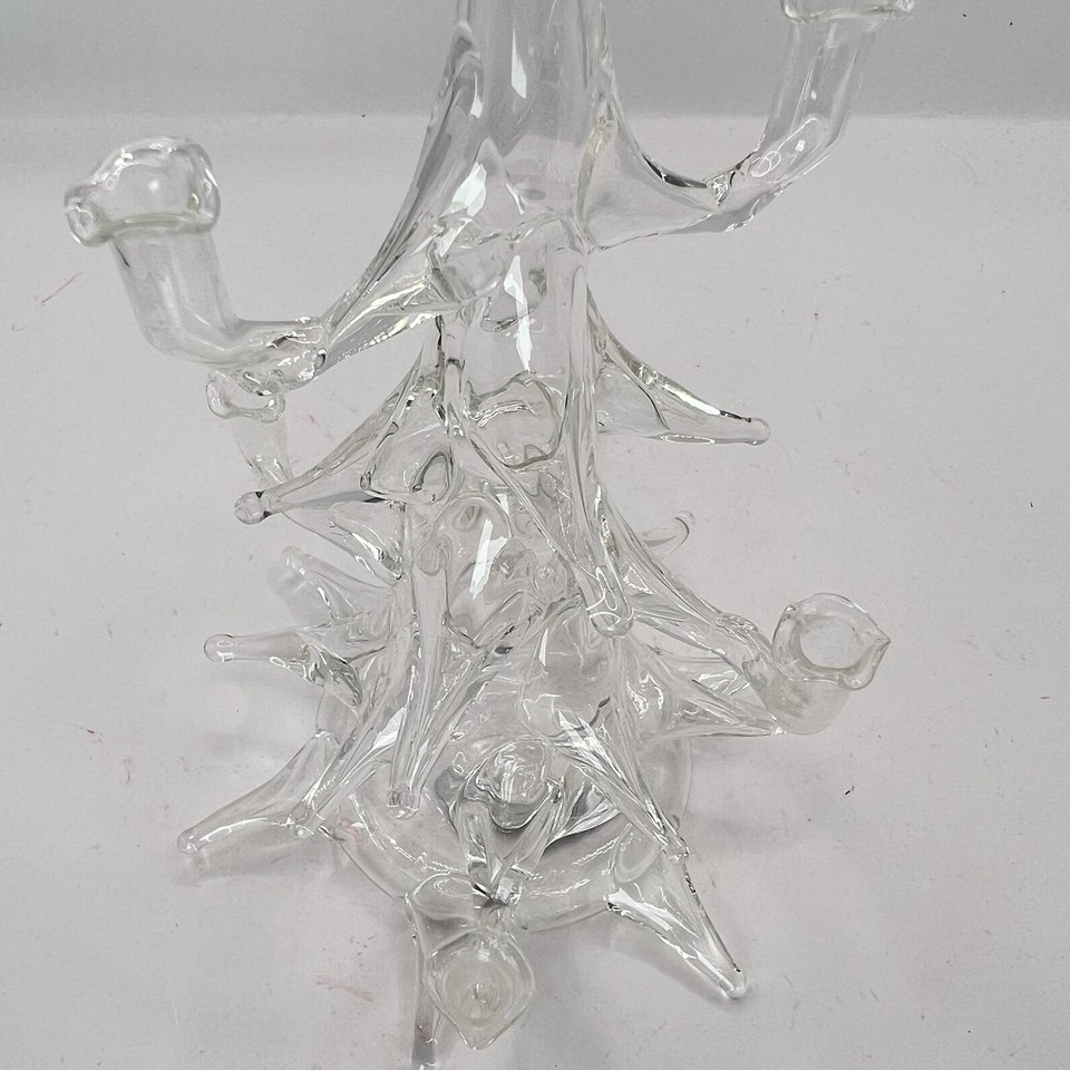 Italy Parise Vetro Hand Blown Glass CHRISTMAS TREE 15" Clear Candle ...
