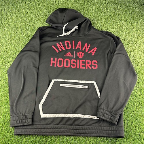 Adidas IU Indiana Hoosiers Sz XL Hooded Sweatshirt Zip Front Black Team ...