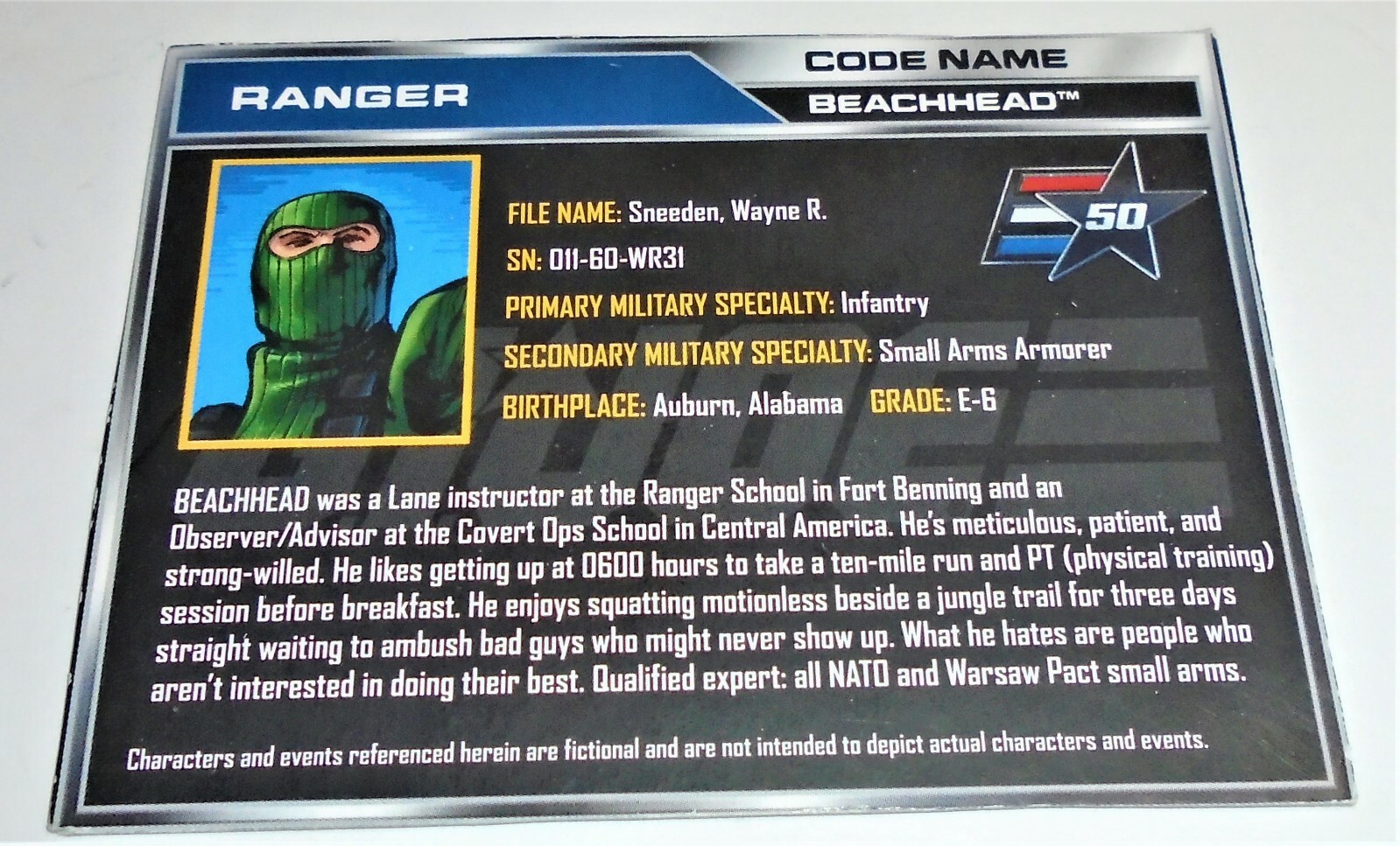 G I JOE File Card I.D. Filecard 2014 Beachhead V17 50th Anniversary | eBay