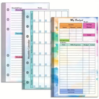A6 Budget Planner Refill, 82 Sheets Monthly Weekly Calendar Planner ...