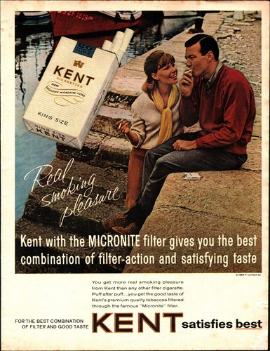 1963 Kent Cigarette Ad Micronite Filter @ the Marina Boat Peir b7 | eBay