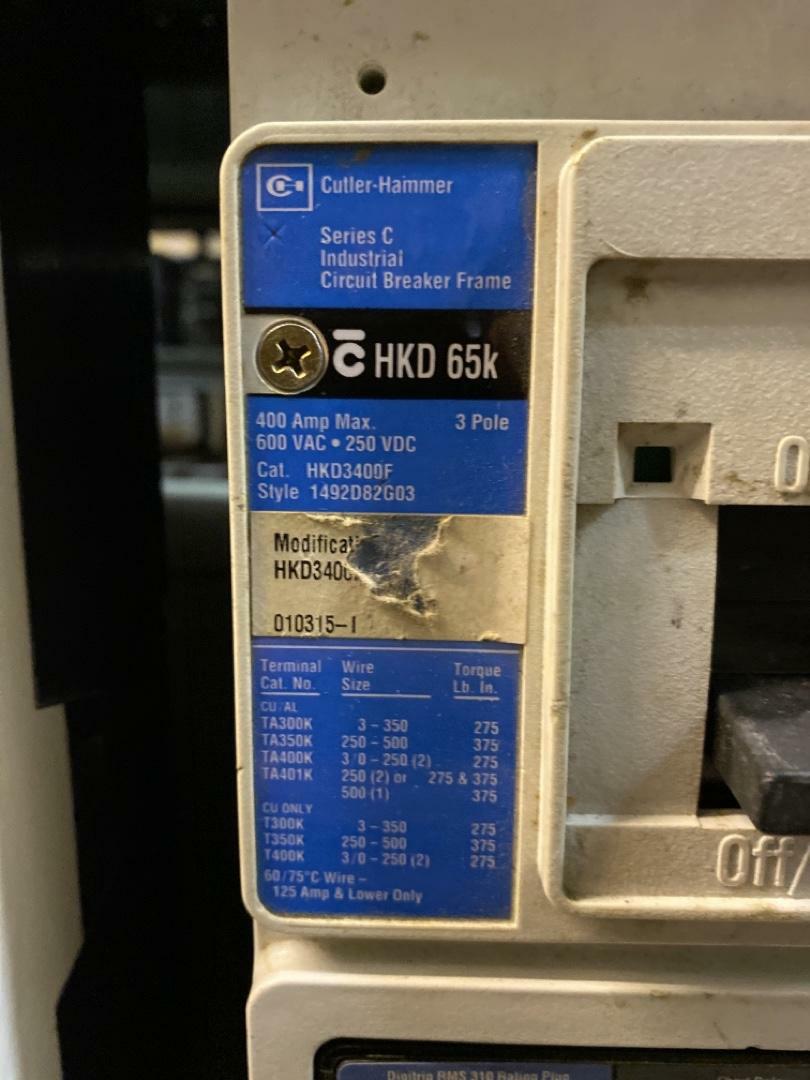 Westinghouse HKD3400F 3 Pole 400A 600V Molded Case Circuit Breaker | eBay