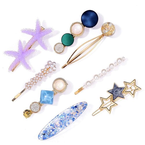 Multi Design Métal Vif Perle & Ad Cheveux Clips Ensemble De 8 pour ...