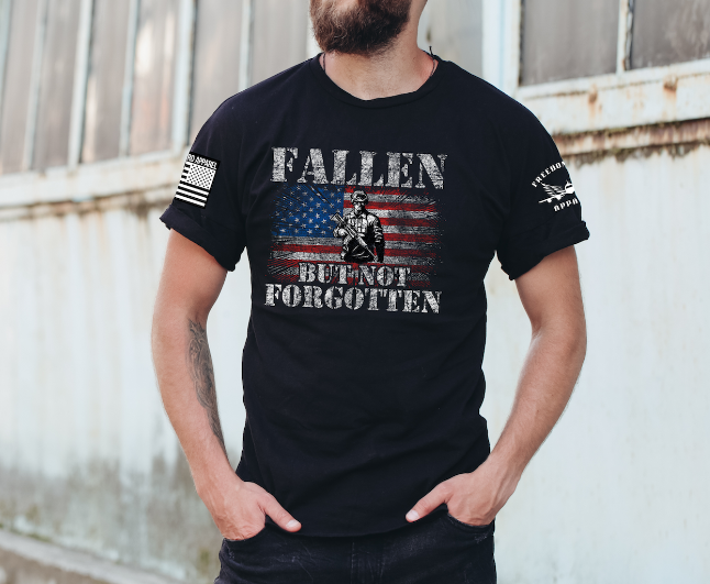 FALLEN BUT NOT FORGOTTEN T-SHIRT, USA SOLDIER, 10% DONATED TO VETERANS ...