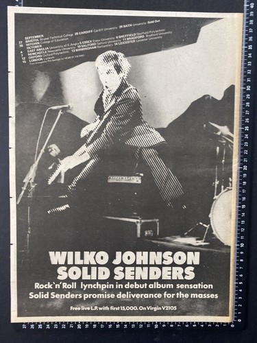 WILKO JOHNSON - SOLID SENDERS - 1978 A3 ADVERT POSTER L139 | eBay