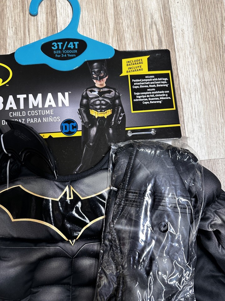 DC Batman Boys Jumpsuit, Cape, Mask, Boot Tops & Gloves Halloween ...