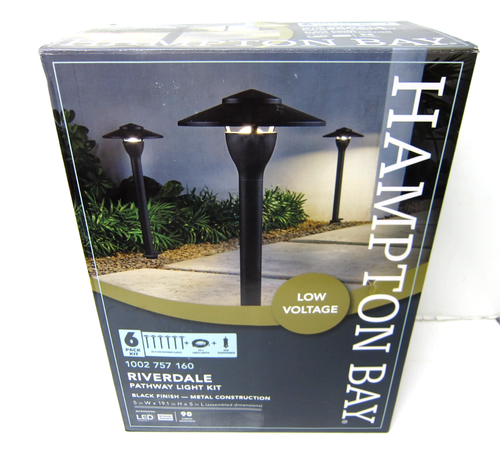 Hampton Bay Black Low Volt LED Landscape Path Light Kit 6 Lights +Power ...