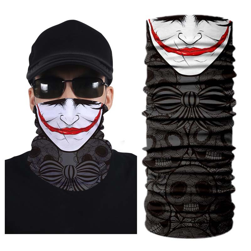 3D Clown Costume Neck Gaiter Summer Face Mask Windproof Scarf Sunscreen ...