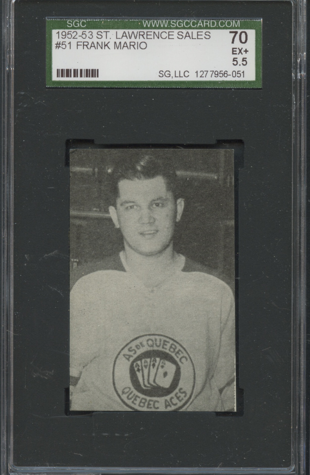 1952-53 St. Lawrence Sales #51 Frank Mario Quebec Aces SGC 70 EX+ 5.5 ...