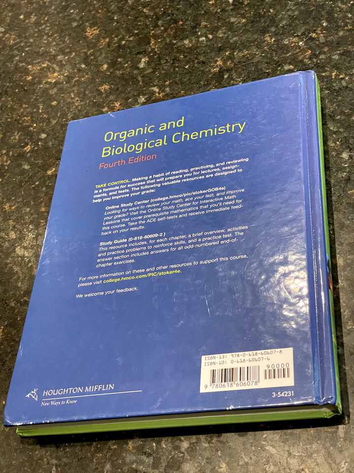 Organic and Biological Chemistry by H. Stephen Stoker Hard Cover Fourth ...