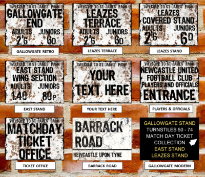 Newcastle United Retro Vintage Style Metal Sign NUFC Gallowgate St ...