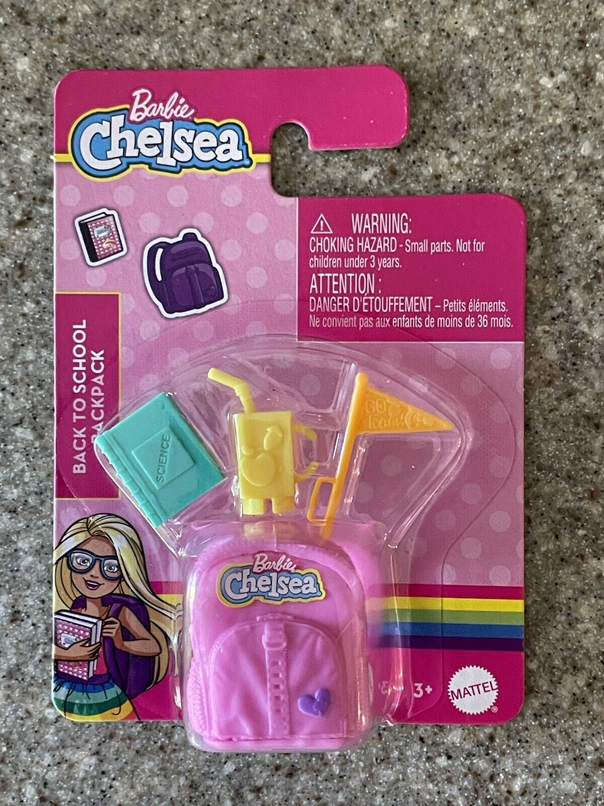 Barbie Chelsea-Back To School Pink Backpack & Teal Book-Doll ...