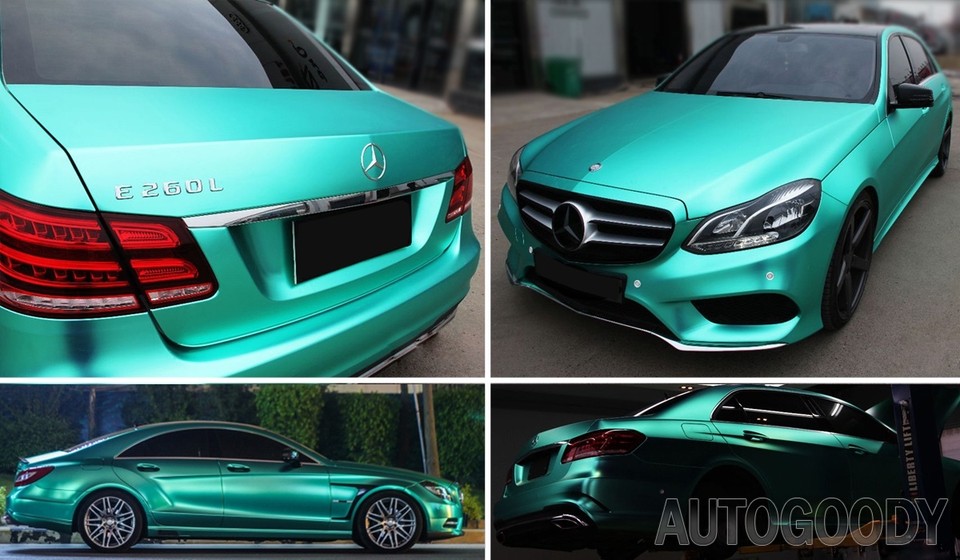72" x 60" Satin Matte Chrome Metallic Teal Green Vinyl Film Wrap Bubble ...
