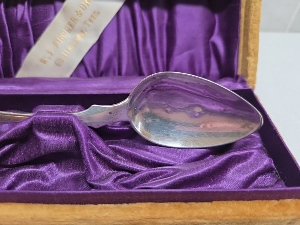 Antique R & W Wilson Coin Silver Spoon W F Fisher Presentation Box ...