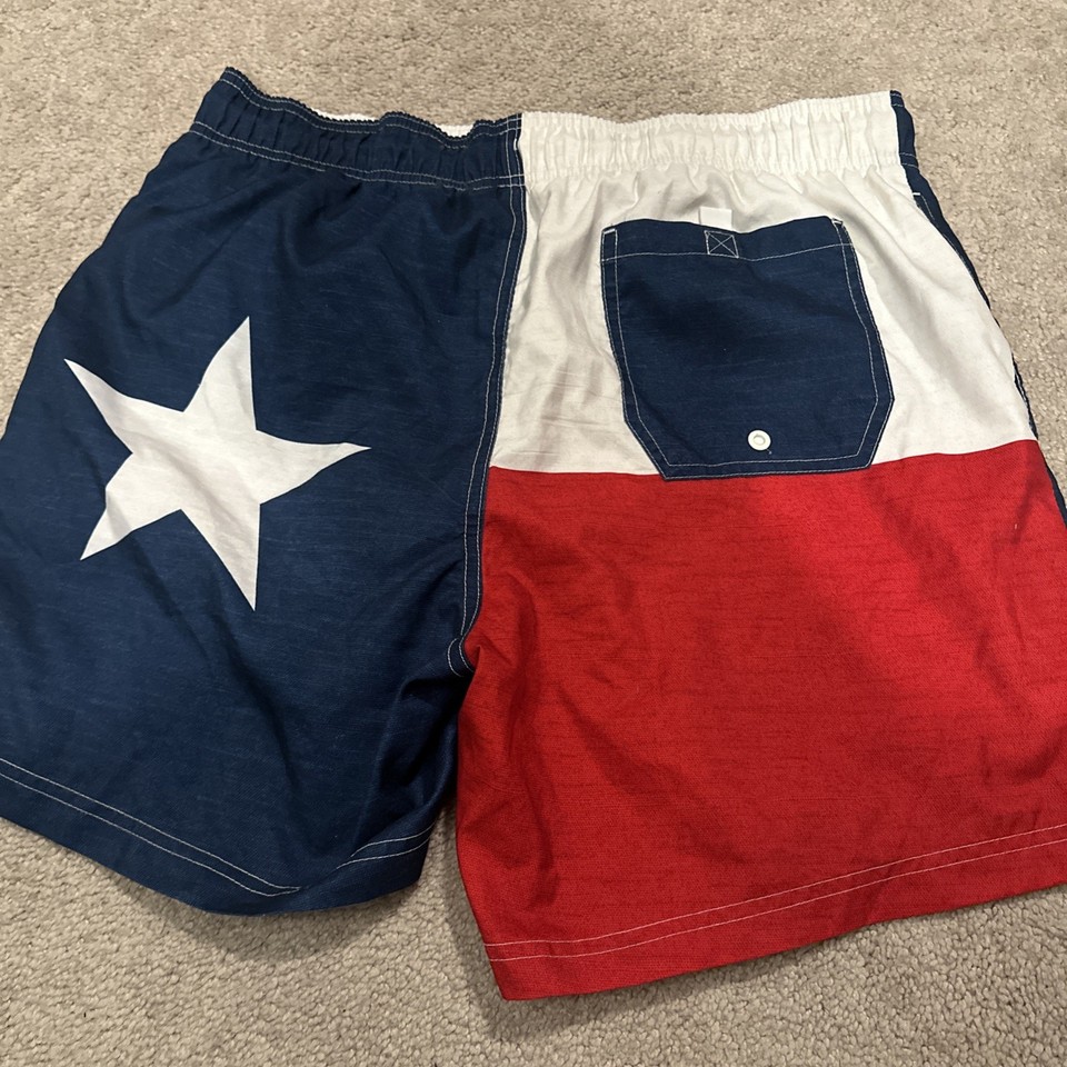 Texas Men's Swim Trunks Shorts Size L Texas Flag 6 Inseam Drawstring ...