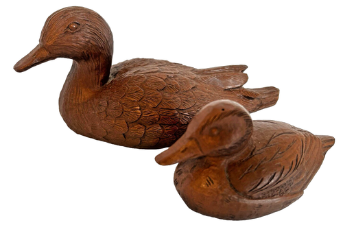 Red Mill Mfg Duck Figurine Pecan Shell Resin Pair 2 Handcrafted in USA ...