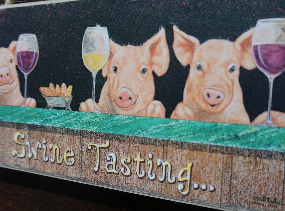 SWINE TASTING PIGS SIGN Wine Cellar Bar Tavern Rustic Country Kitchen ...