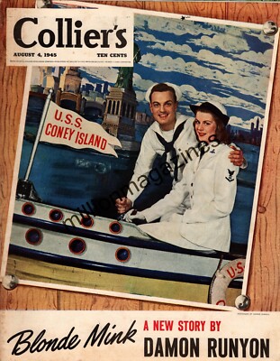 1945 Colliers August 4 - Damon Runyon; Rodeo Ben; Hero henry E Erwin ...